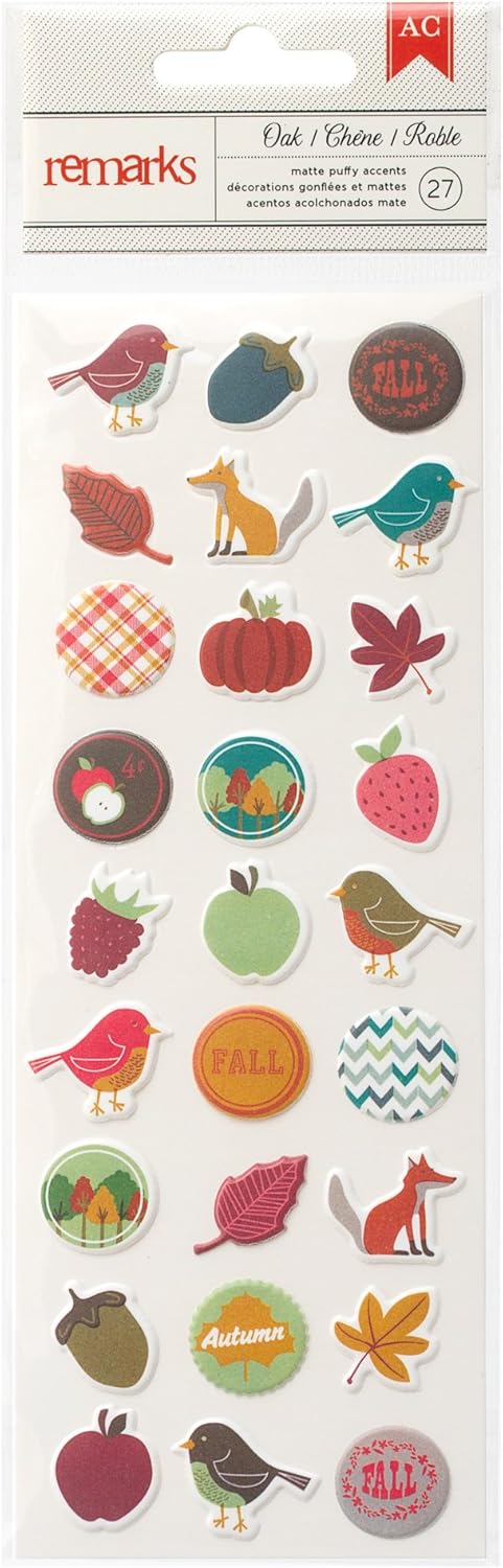 Amazon.com: American Crafts Remarks "Oak" Puffy Stickers : Arts, Crafts ...