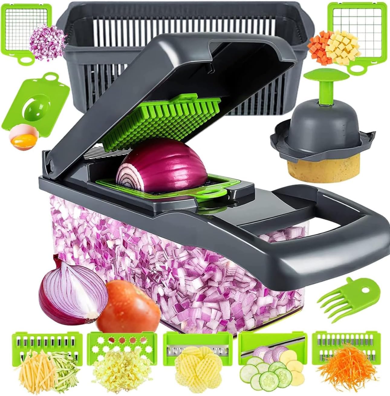 Amazon.com: 11 in 1 Upgraded Mandoline Vegetable Fruit Potato Onion ...