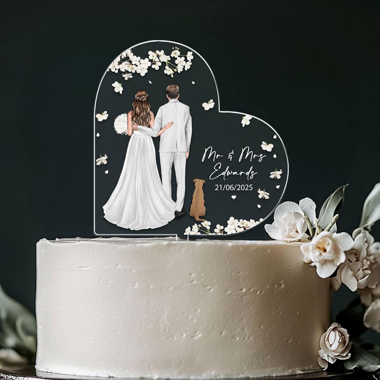 Amazon.com: Personalized Wedding Acrylic Cake Toppers, Wedding Cake ...