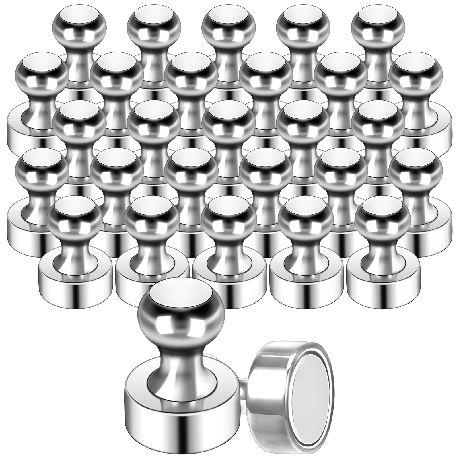 Amazon.com: Pack of 30 Magnetic Push Pins Fridge Magnets Silver Magnets ...