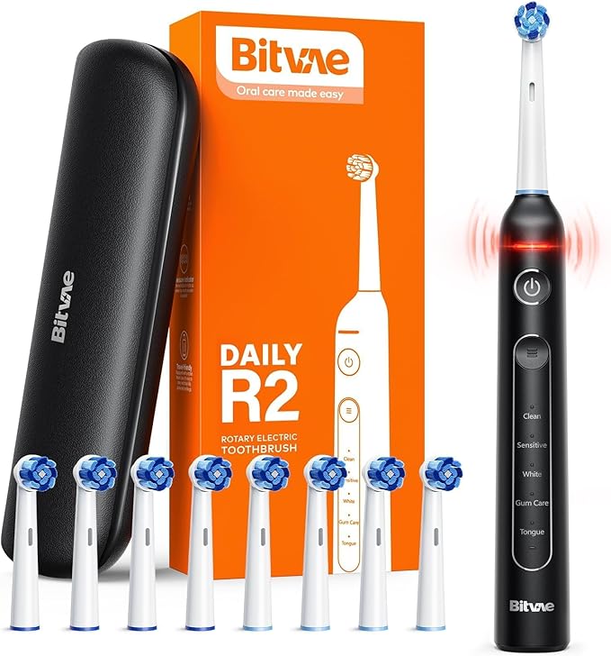 Amazon.com: Bitvae R2 Rotating Electric Toothbrush for Adults with 8 ...