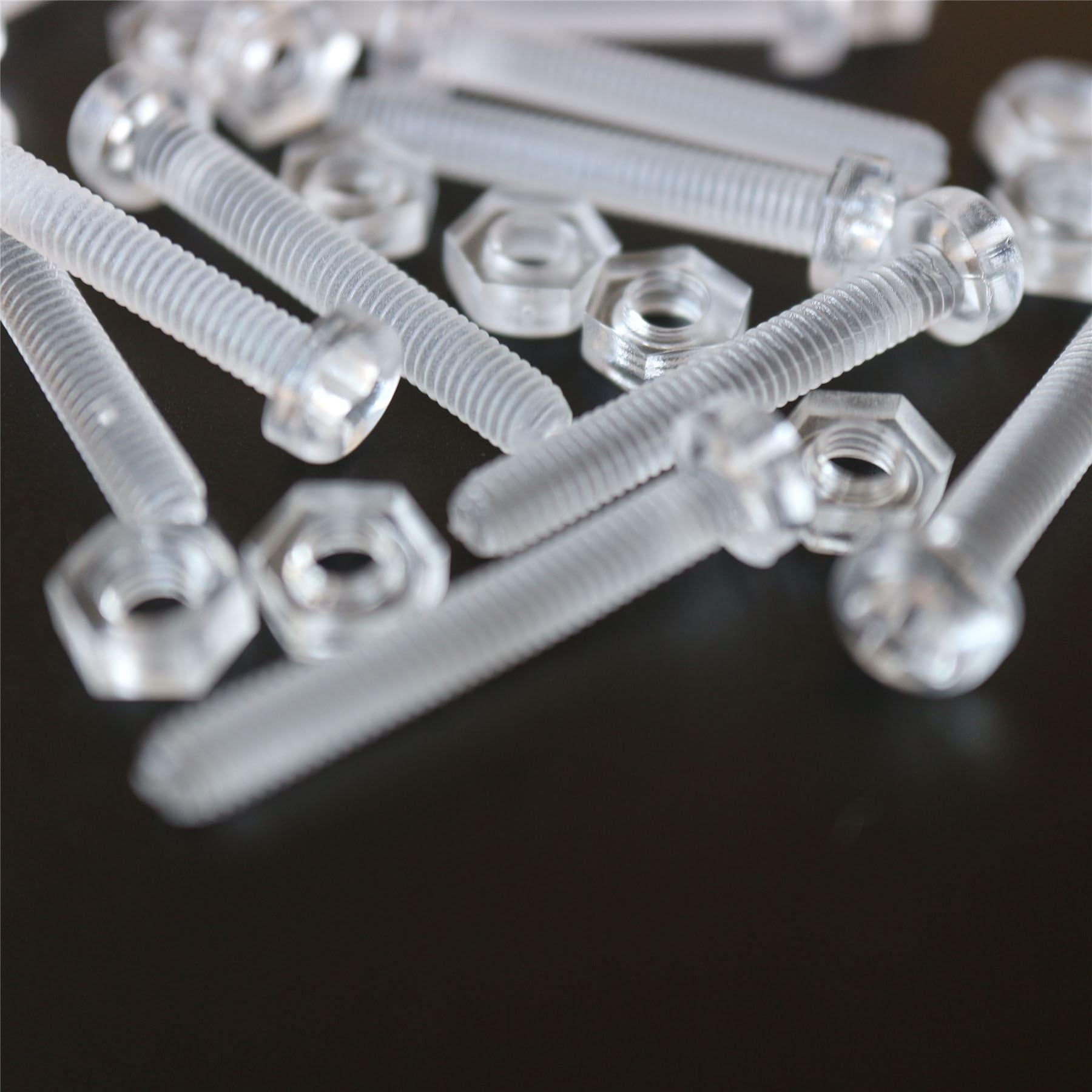 Pack of 20 Transparent Clear Plastic Acrylic M3 x 20mm Nuts & Bolts ...