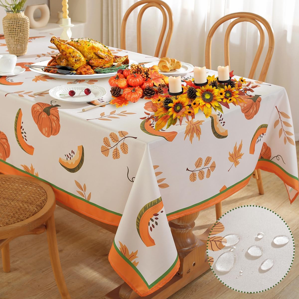 Amazon.com: SASTYBALE Fall Tablecloths for Rectangle Tables, Pumpkin ...