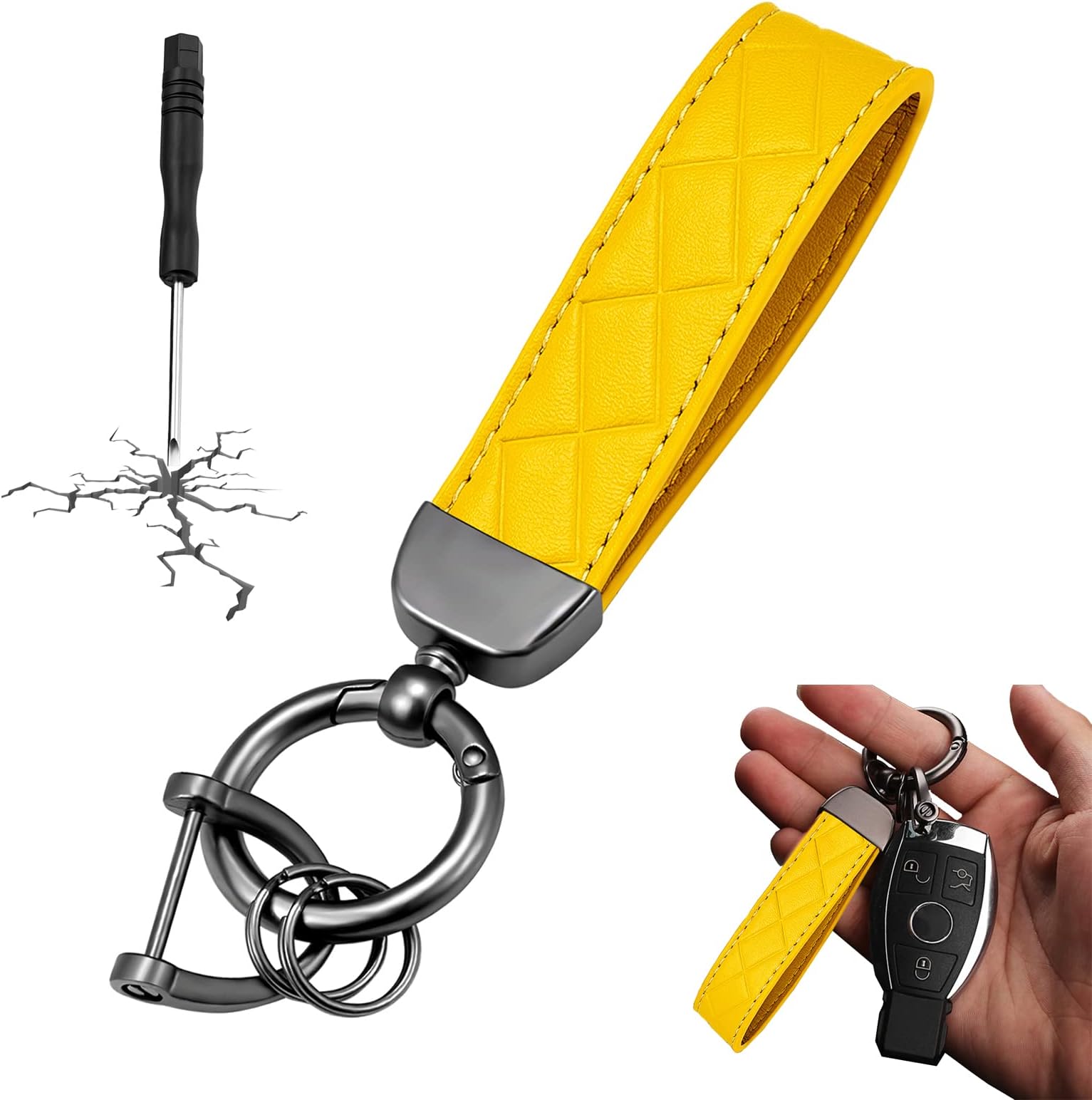 Amazon.com: Wisdompro Genuine Leather Car Keychain, Universal Heavy ...