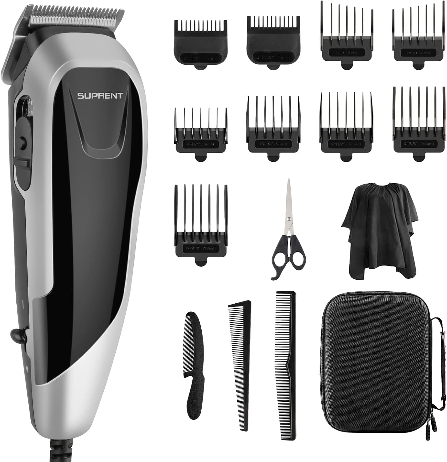 SUPRENT Corded Hair Clippers for Men, Professional 21-Piece Home Hair ...