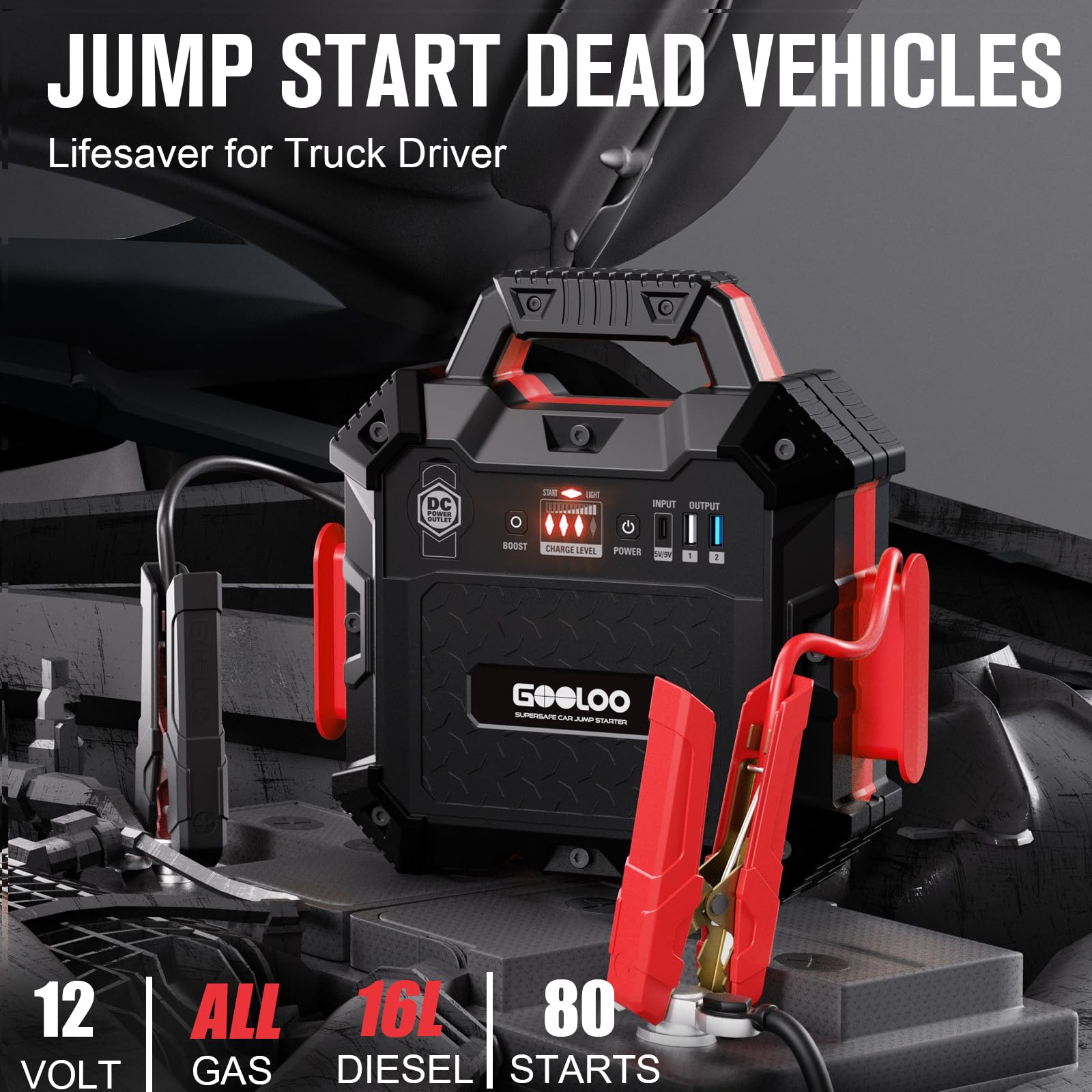GOOLOO 6750A Jump Starter GT-Truck, Heavy Duty Car Jumper Starter (for ...