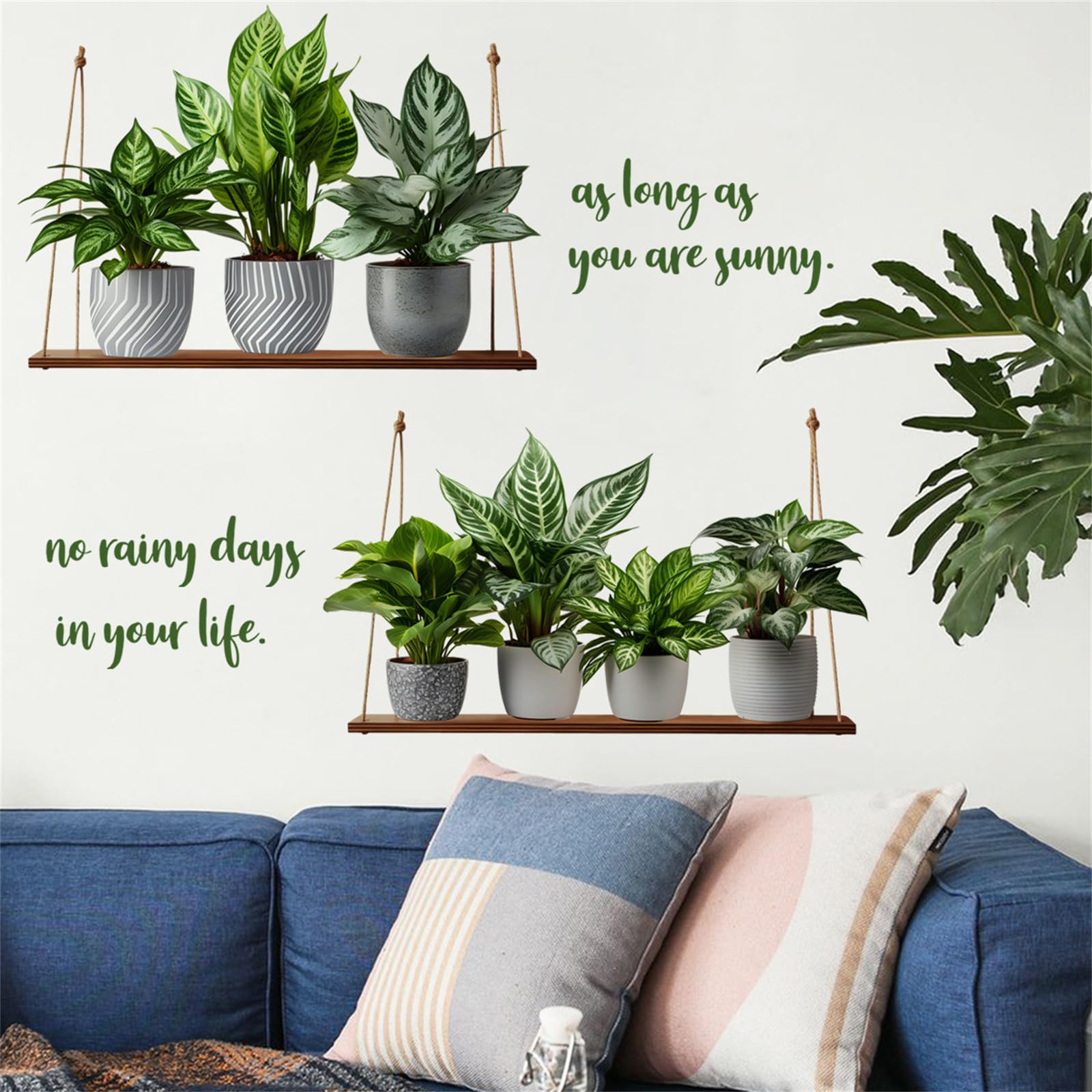 Amazon.co.jp: Condessacity ウォールステッカー 観葉植物 鉢植え おしゃれ ウォール シール 北欧 植物 剥がせる 壁紙シール ウォールペーパー リビングルーム 寝室 ...