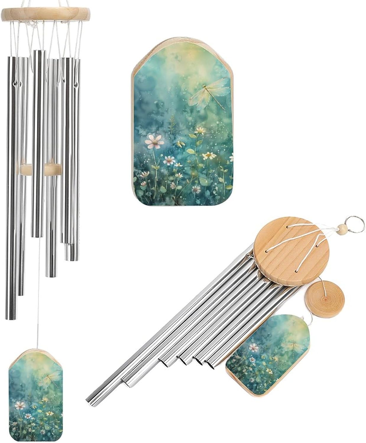 Amazon.com : Dragonfly Flowers Grass Wind Chimes for Outside with ...