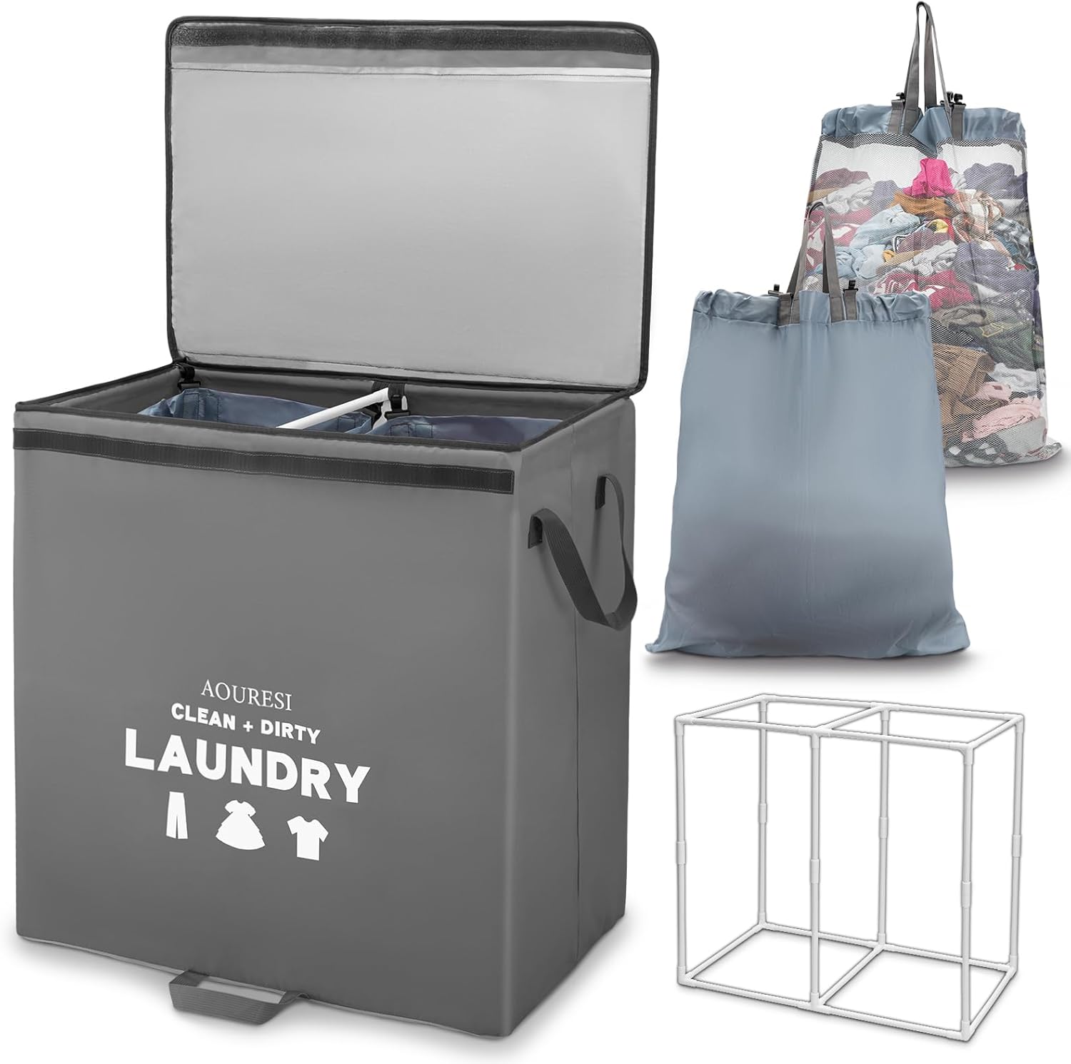 Amazon.com: Light Black Laundry Hamper with Lid, Dirty Clothes Hamper 2 ...