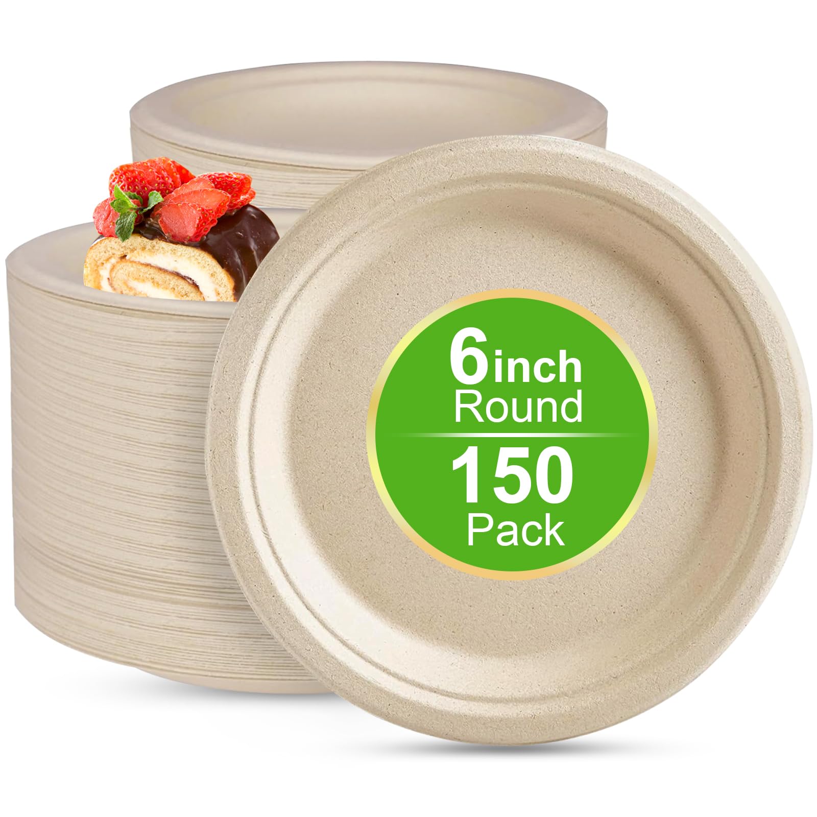 Amazon.com: JOLLWEI 6 Inch Paper Plates 150 Counts, Heavy-Duty ...