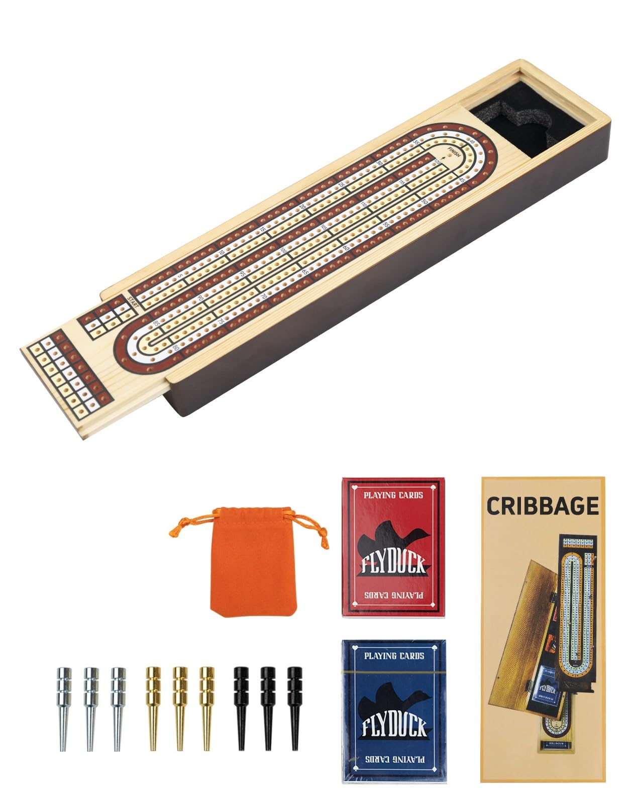 Amazon.com: Wooden Cribbage Board Game Set,Traditional Cribbage Board ...