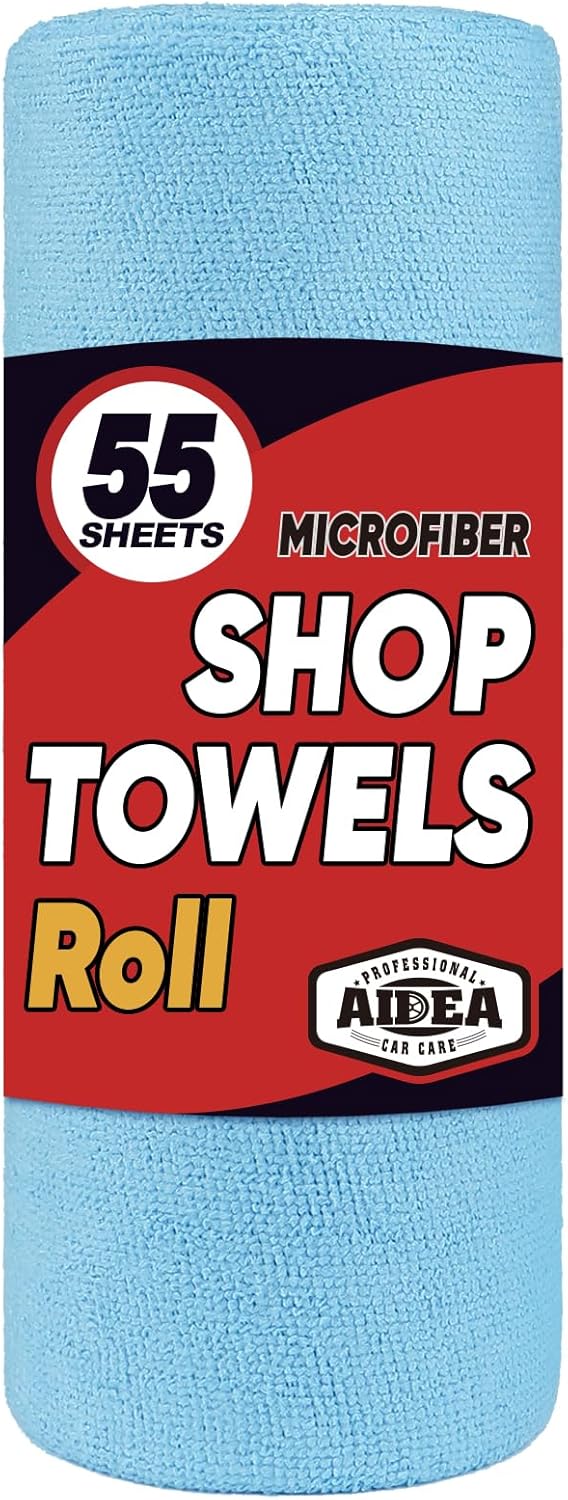 Amazon.com: AIDEA Shop Towels 55 Sheets, Microfiber Cleaning Cloth Blue ...