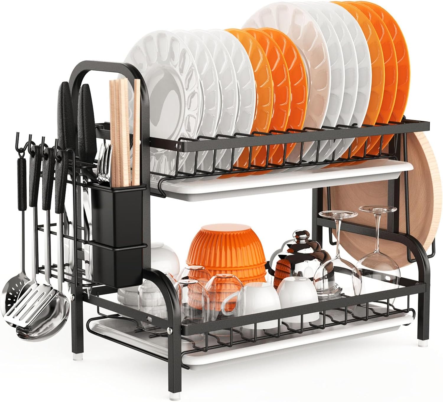 DUCHIFAD Dish Drying Rack, 2-Tier Dish Racks for Kitchen Counter, Sink ...