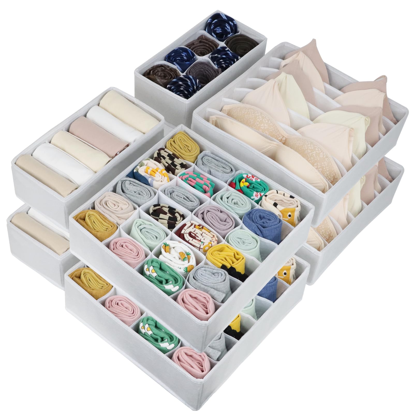 Snapklik.com : 8 Packs Underwear Drawer Organizer Clothes, Foldable Bra ...