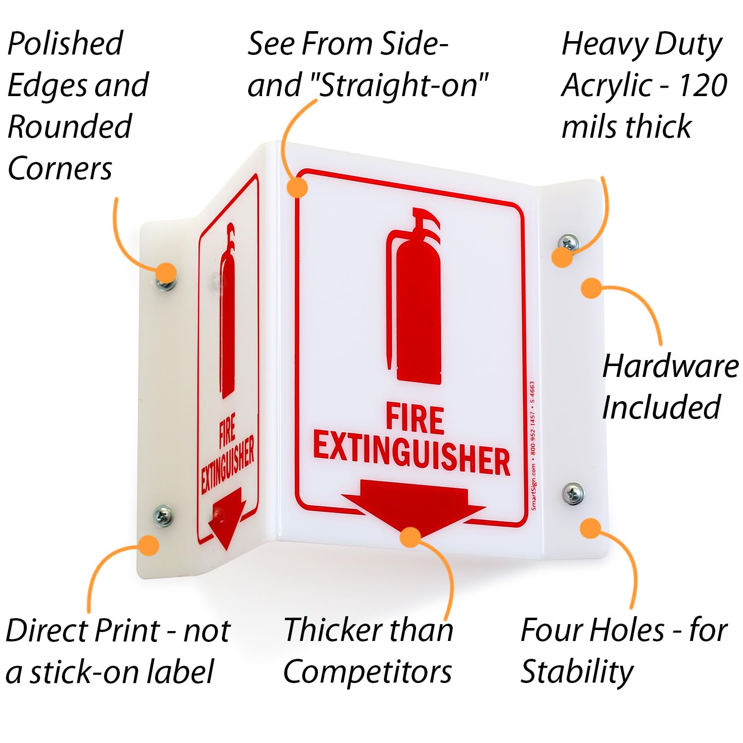 Snapklik.com : "Fire Extinguisher" Projecting Sign 5" X 6" Acrylic