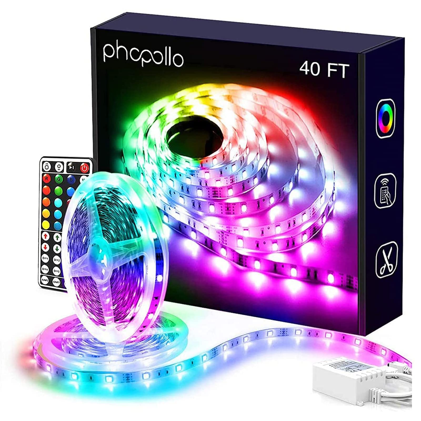 Buy phopollo Led Lights 40ft for Bedroom RGB Color Changing Led Lights ...