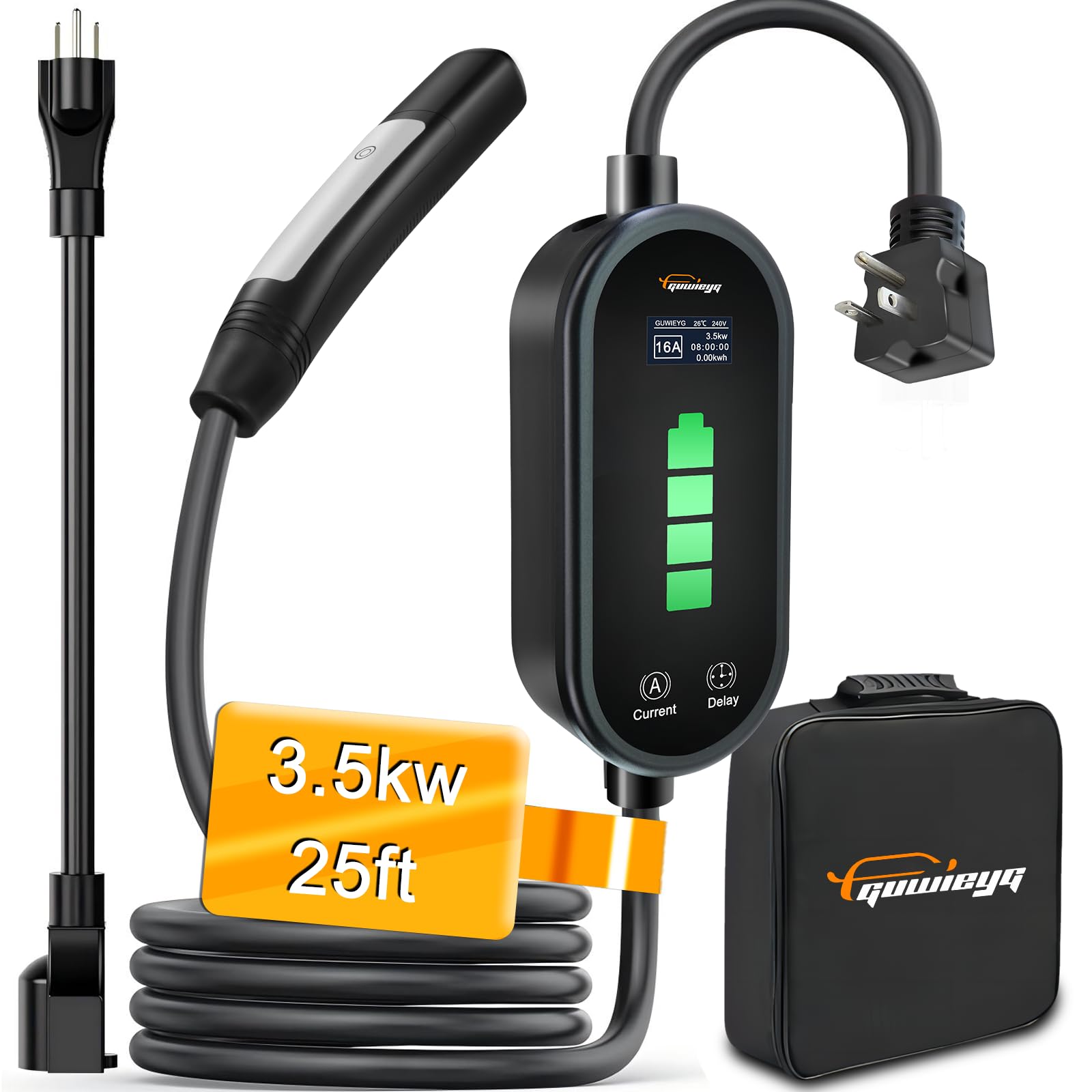 Amazon.com: GUWIEYG Portable Charger for NACS, 25ft Max 16A 110-240V ...