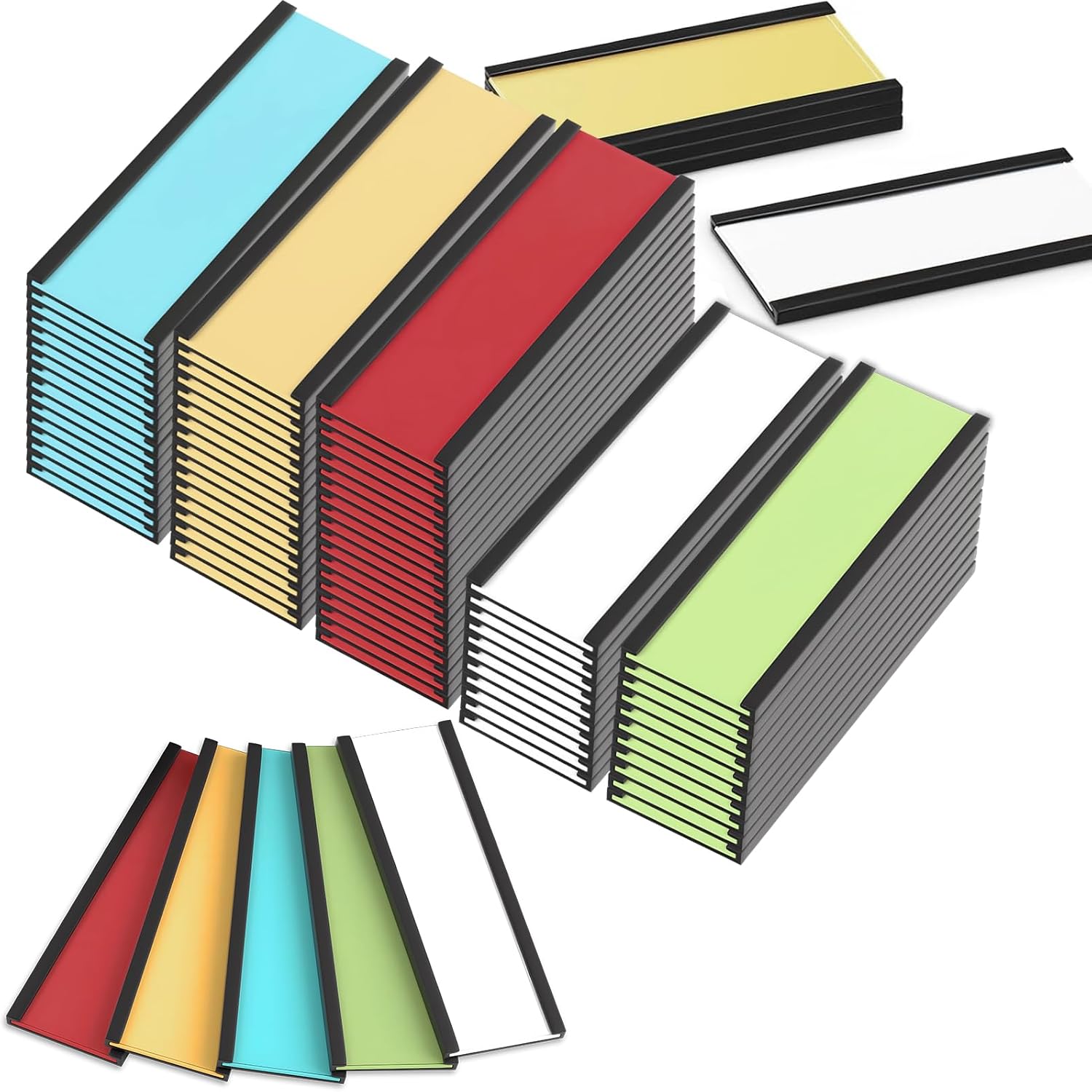 100 Pack Magnetic 'C' Channel Label Holders - 3" x 1" Magnetic Data ...