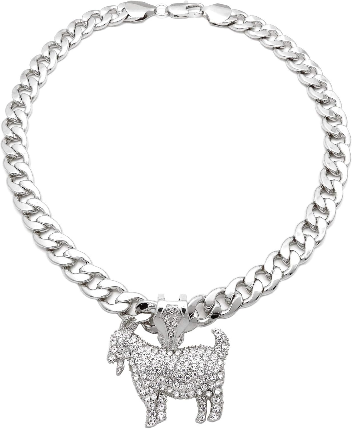 SJ ICED Out Goat Pendant 11mm/20 Cuban Chain Hip HOP Necklace RC3273R ...