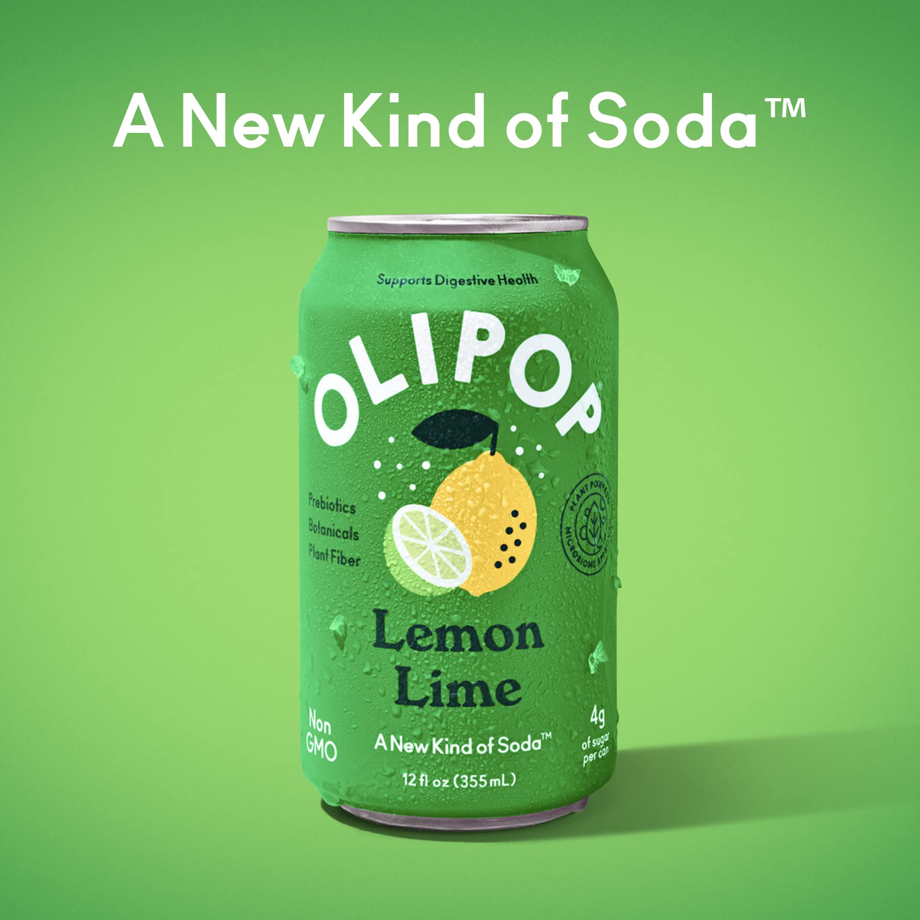 Snapklik.com : OLIPOP Prebiotic Soda Pop, Lemon Lime, Prebiotics, Botanicals, Plant Fiber, 12 Fl Oz