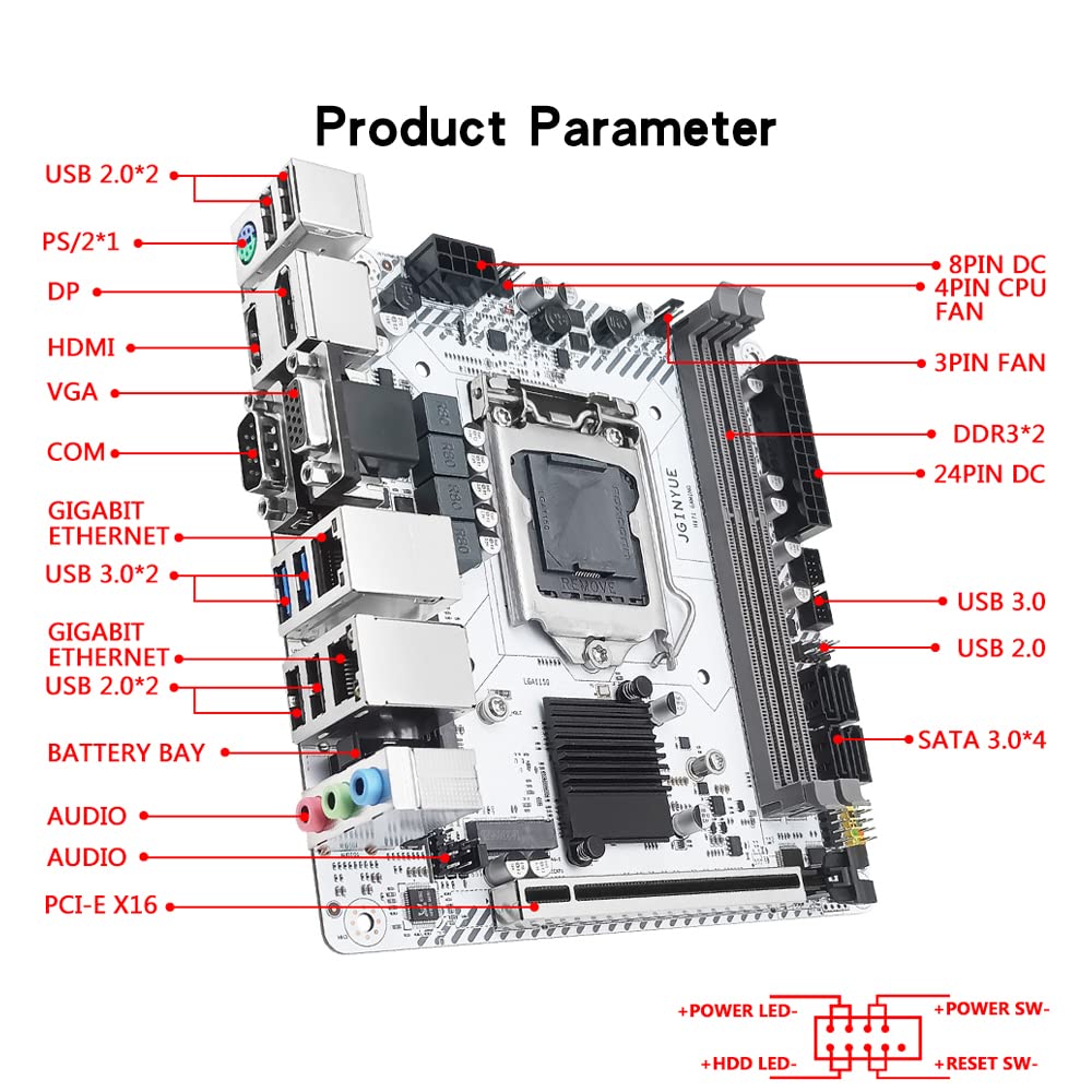 JINGYUE LGA 1150 Gaming Motherboard, Intel H97 Mini ATX Desktop ...