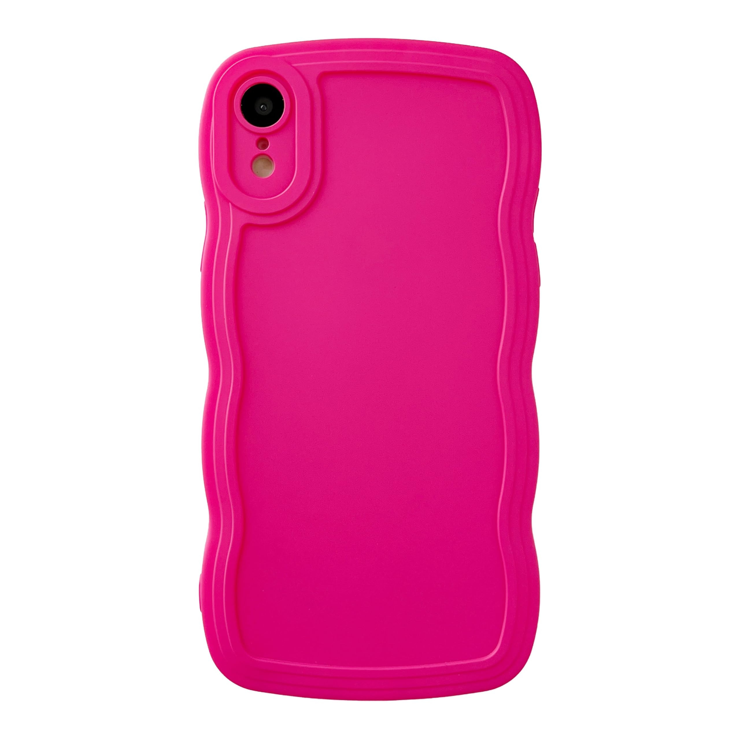 Amazon.com: Caseative for iPhone Xr Case, Solid Color Curly Wave Frame ...