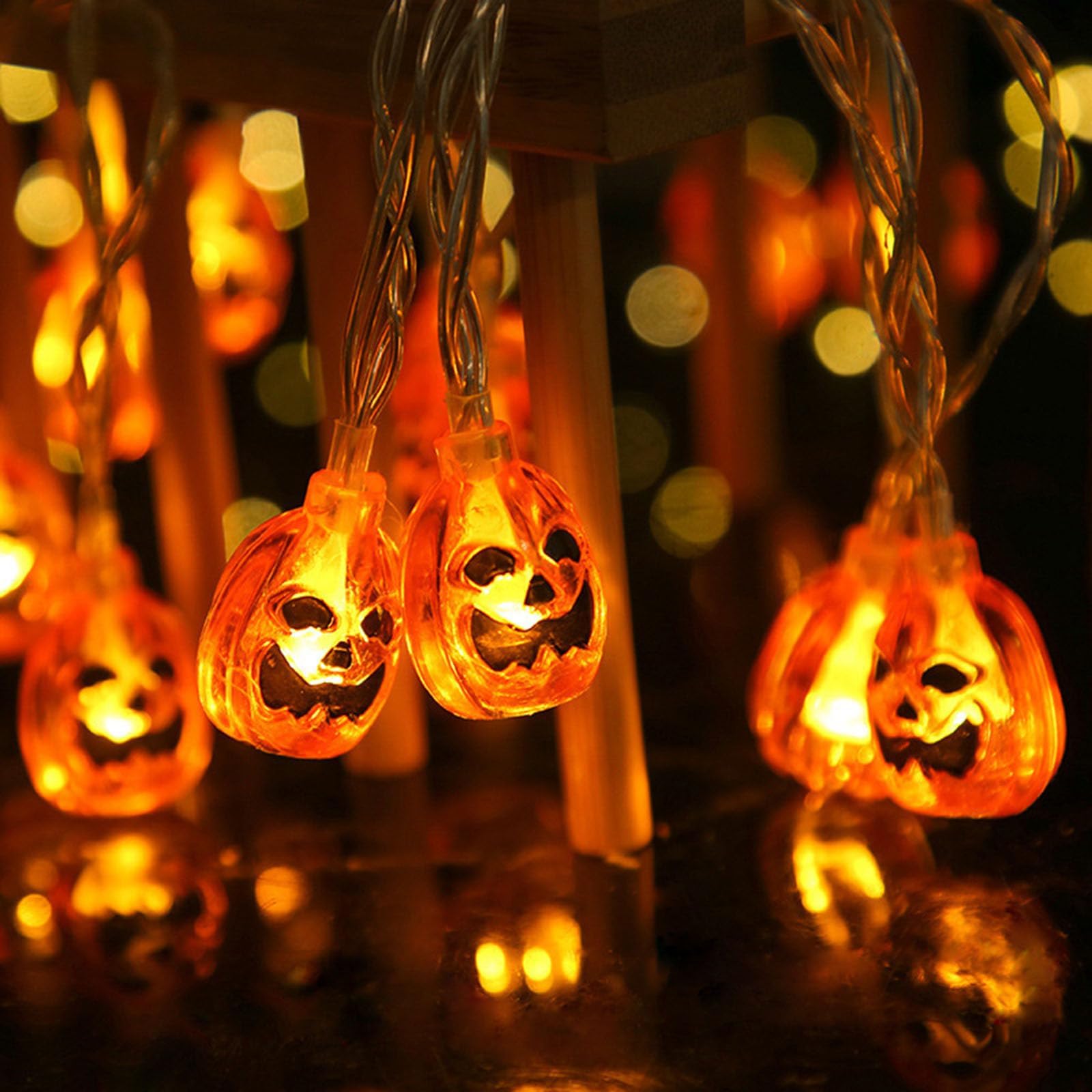 Halloween Pumpkin String Lights, 30 LED 16.4ft 8 Modes Timer 3D ...