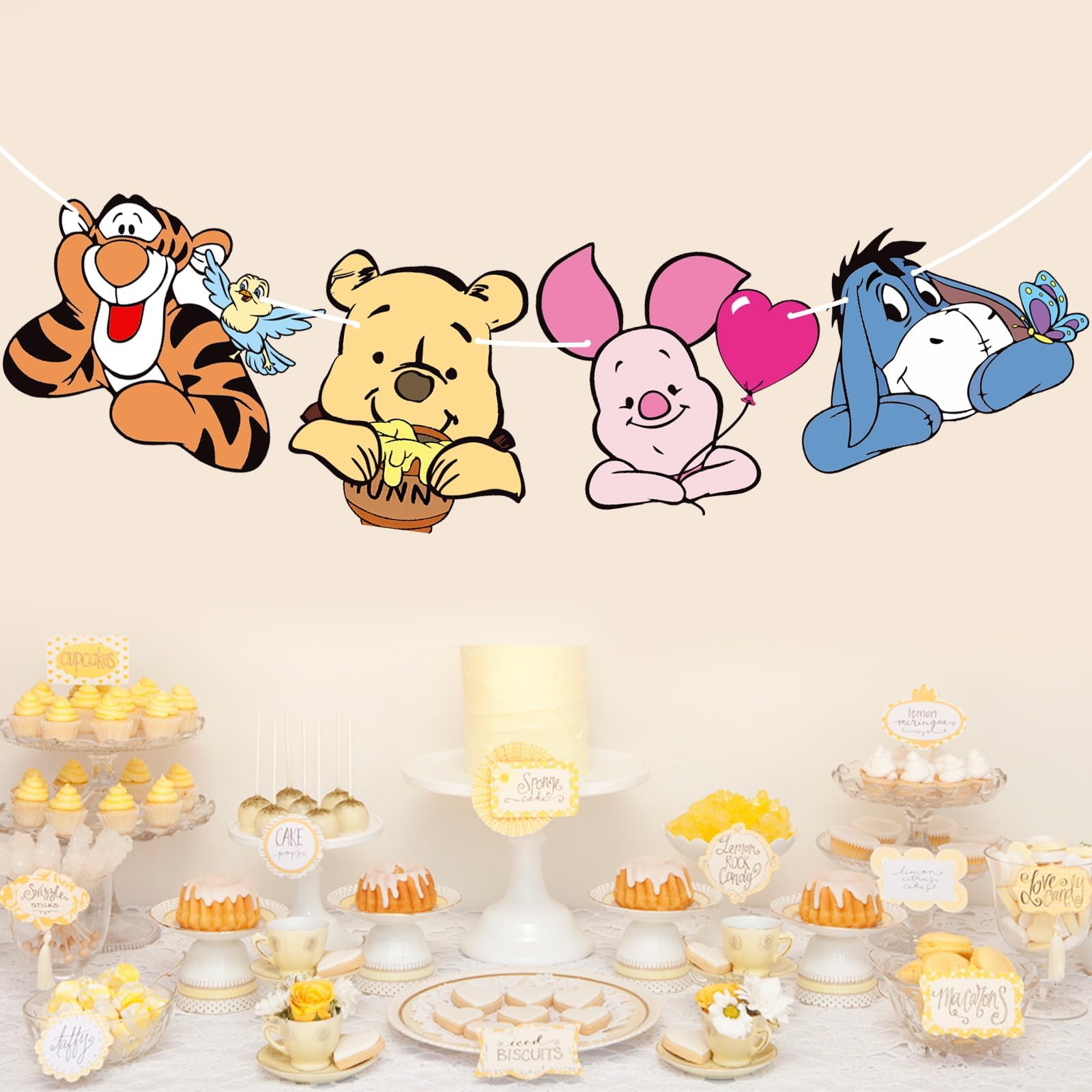 Amazon.com: KUNGOON Winnie Welcome Baby Banner, for Winnie Baby Shower ...