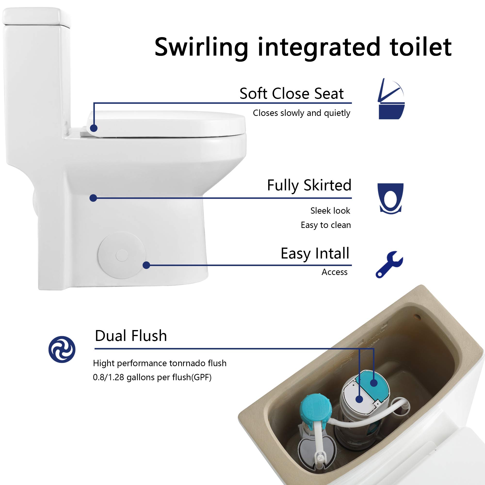 DeerValley DV-1F52812 Modern Small One-Piece Toilet, Compact Bathroom ...