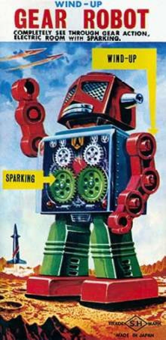 Amazon.com: Wind-up Gear Robot Poster Print by Retrobot (10 x 20 ...