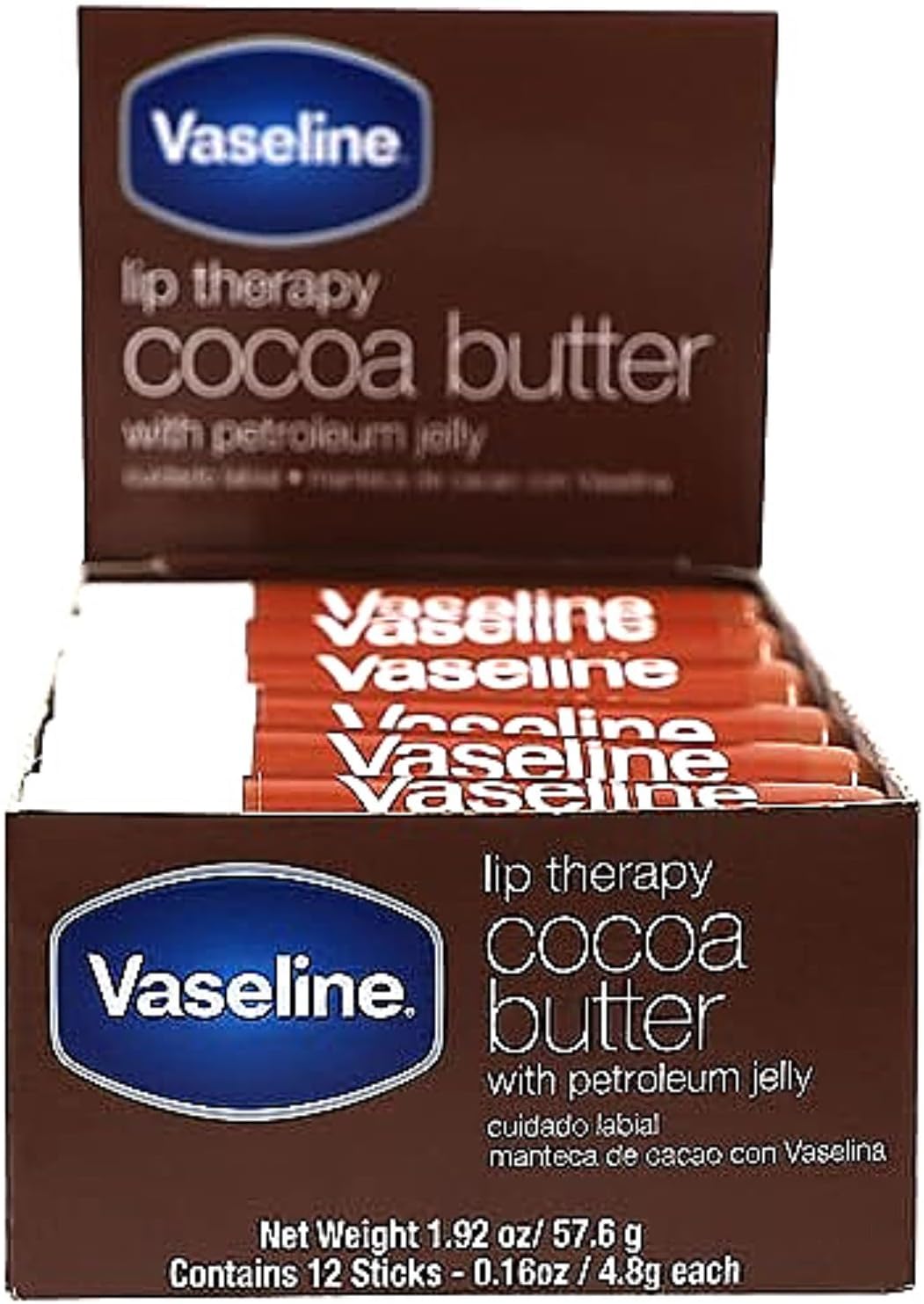 Amazon.com : Vaseline Lip w/o Backer Card Cocoa - 12 Pack Box : Beauty ...