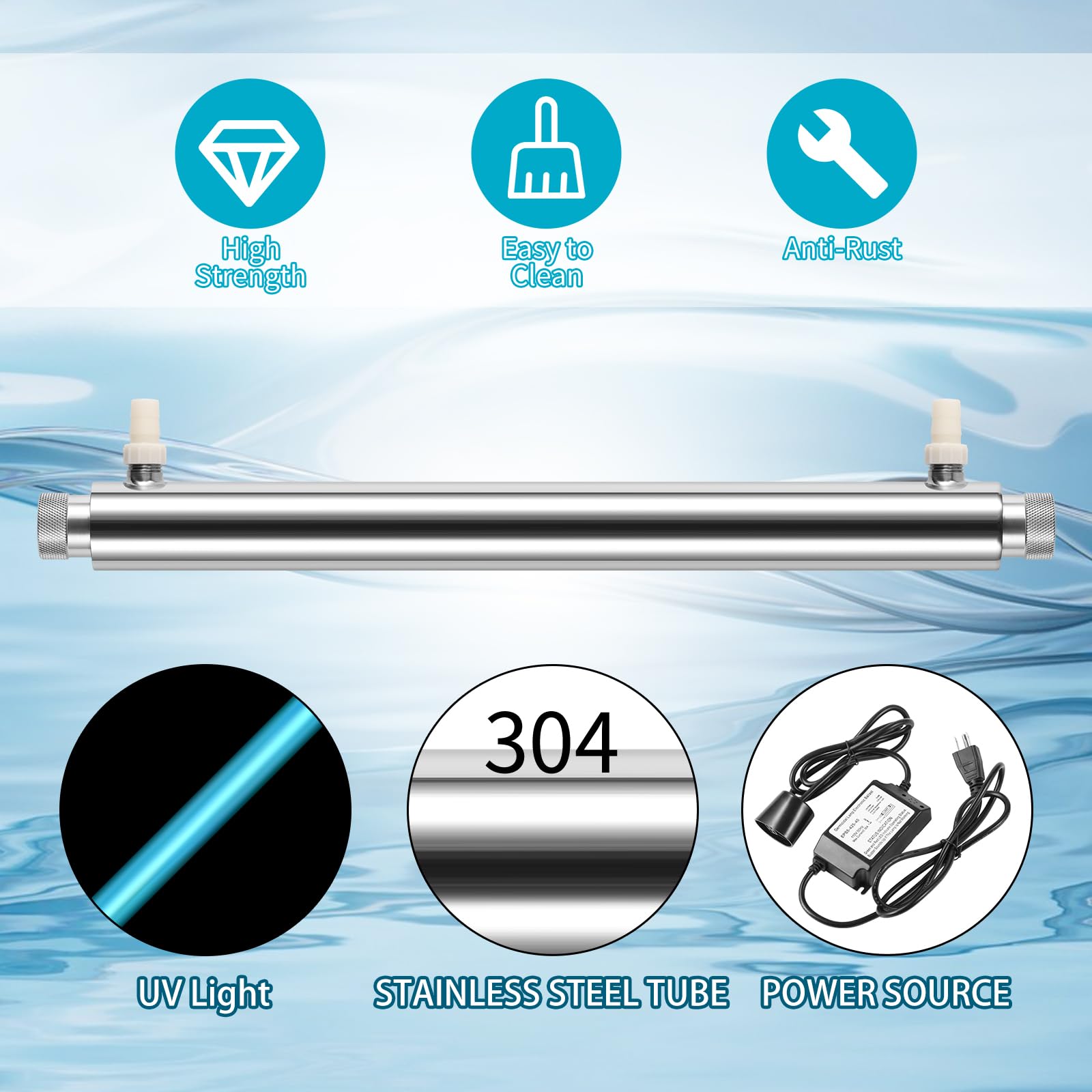 Snapklik.com : Tesiplz 12W Inline UV Light For Aquarium,Stainless Steel ...