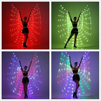 Amazon.com: QooGoo Adult IsIs Wing Belly Dance Smart LED Light Up Cape ...
