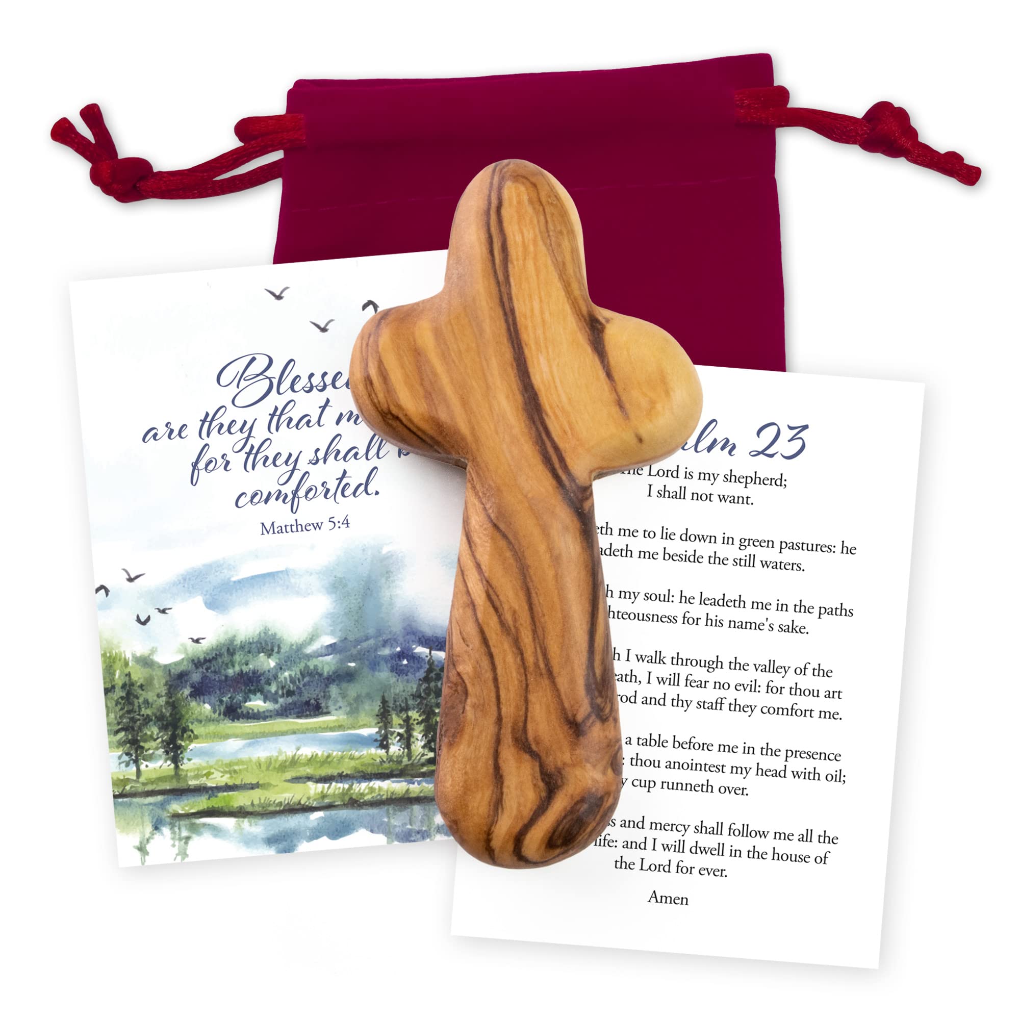 Amazon.com: Olive Wood Memorial Cross From The Holy Land of Jerusalem ...