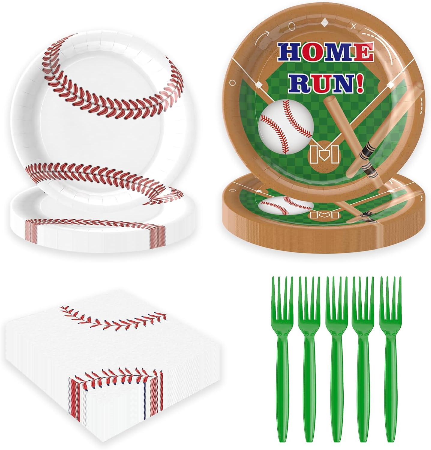 Amazon.com: BOKFJBP 96Pcs Baseball Party Plates, Napkins, Forks ...