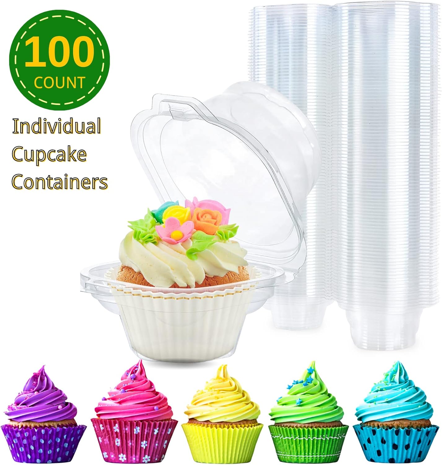Pieces】Individual Cupcake Containers, Stackable Cupcake Boxes ...