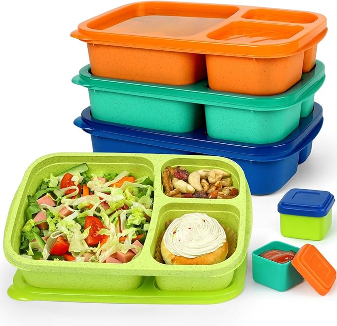 Amazon.com: Caperci Bento Lunch Box Containers for Adults & Kids - 3 ...