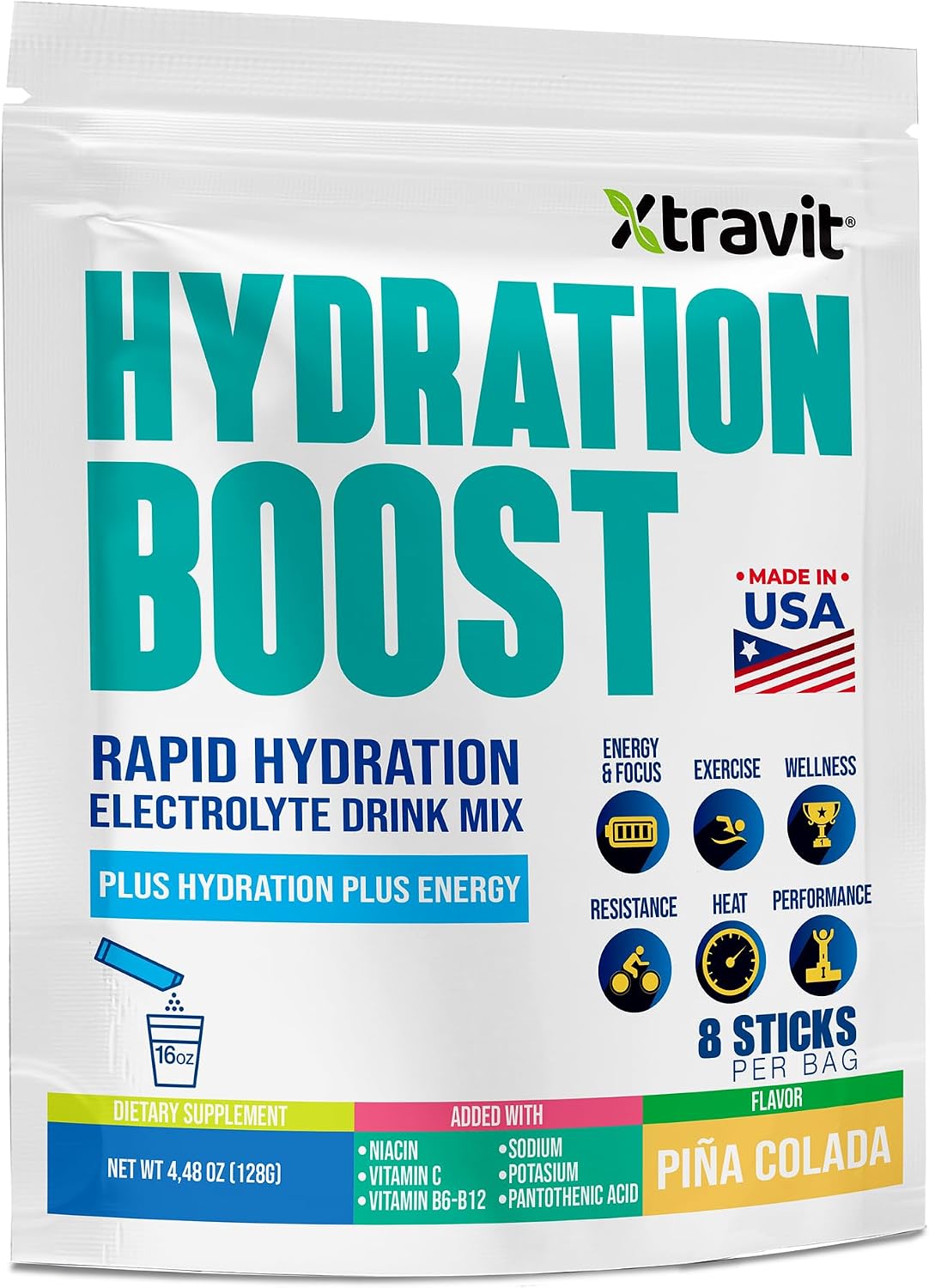 Amazon.com: Xtravit Hydration Boost Electrolyte Powder – PINA Colada ...