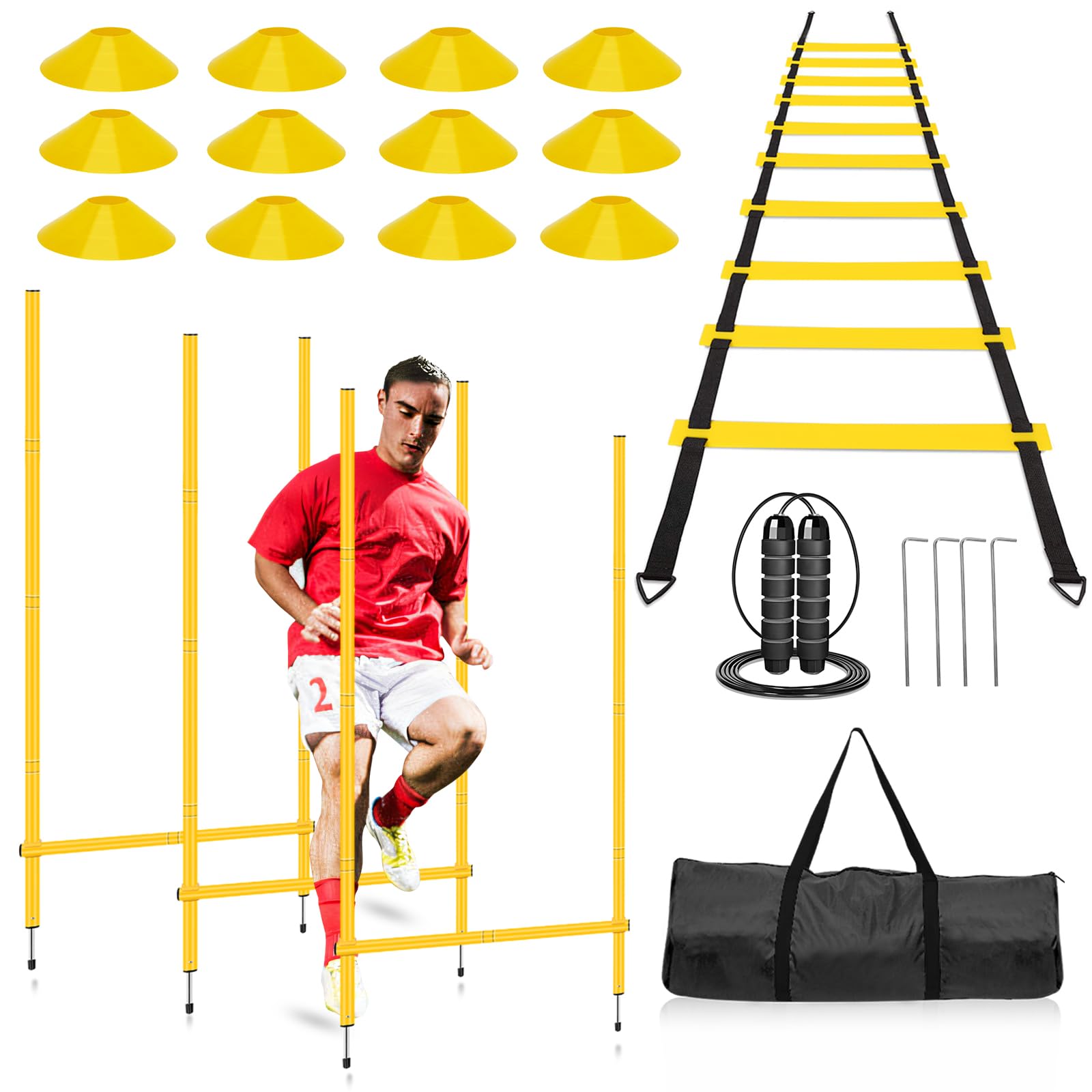 Soccer Practice Field Equipment TOYANDONA 5-Piece Soccer Agility Pole ...