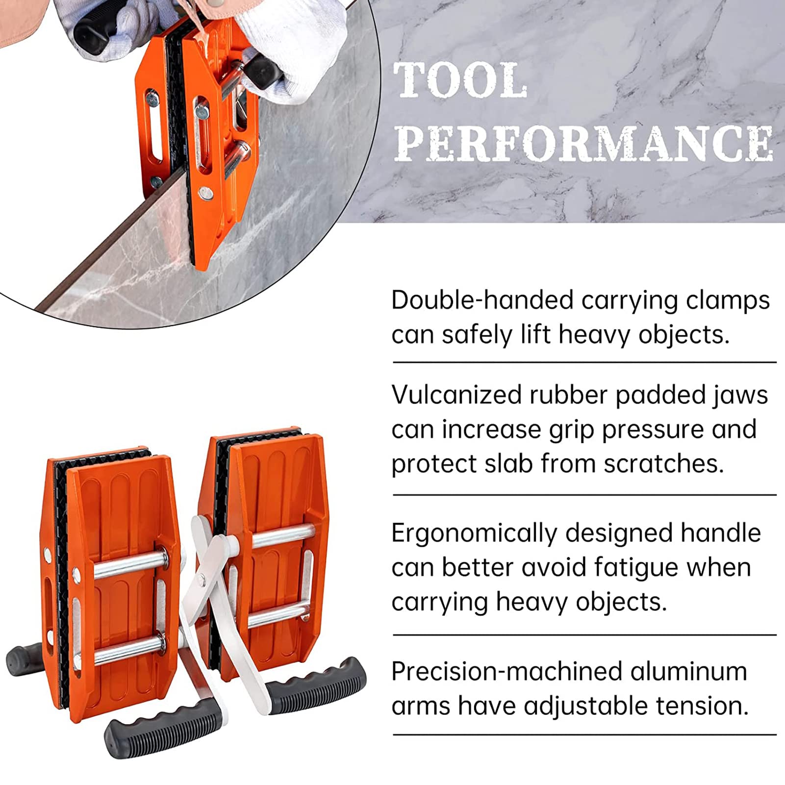 Buy SDRTOP 2PCS Double Handed Stone Carrying Clamps Granite Panel ...