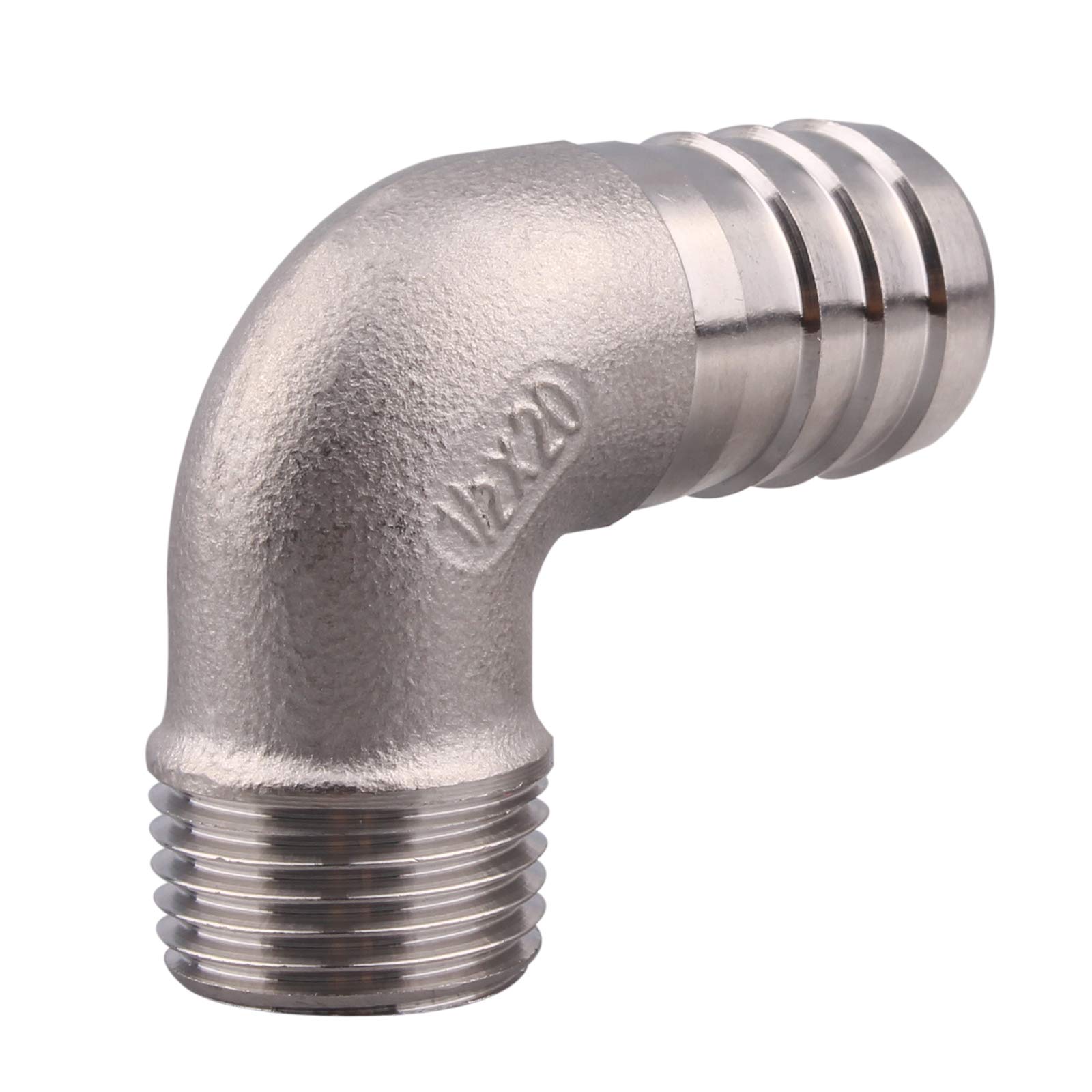 Snapklik.com : 3/4" Hose Barb X 1/2" Male NPT Stainless Steel 90 Degree ...