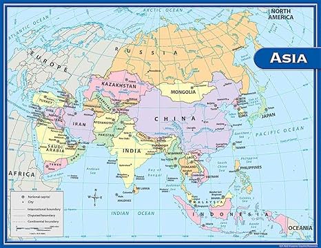 Teacher Created Resources Asia Map Chart : Amazon.ca: Office Products