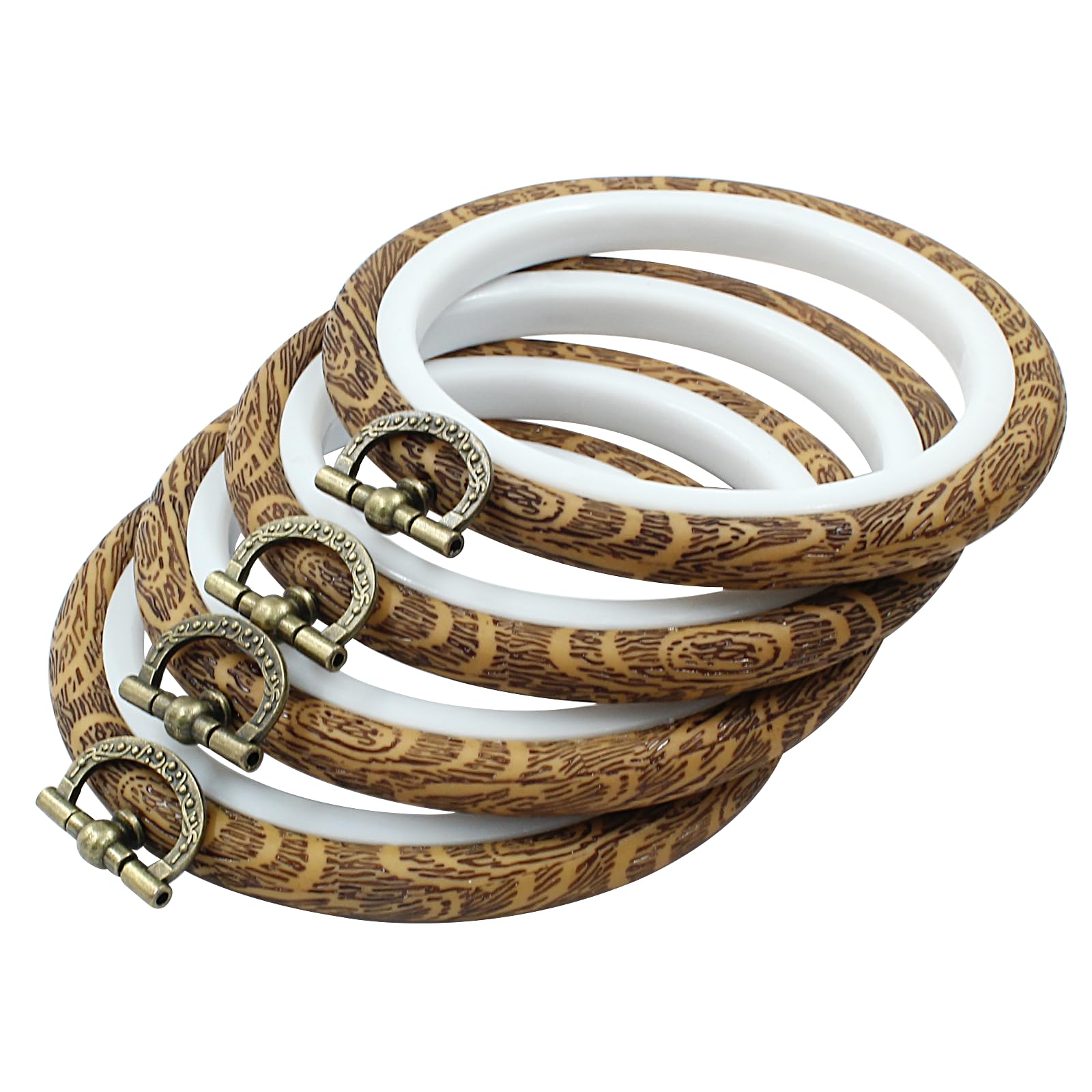 Snapklik.com : 4 Pcs 3.9 Inch Round Embroidery Hoops Imitated Wood ...