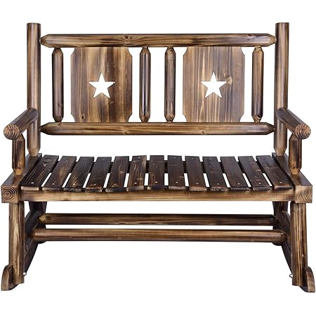 Amazon.com: DJL Antique Wood Outdoor Rocking Log Chair Wooden Porch ...