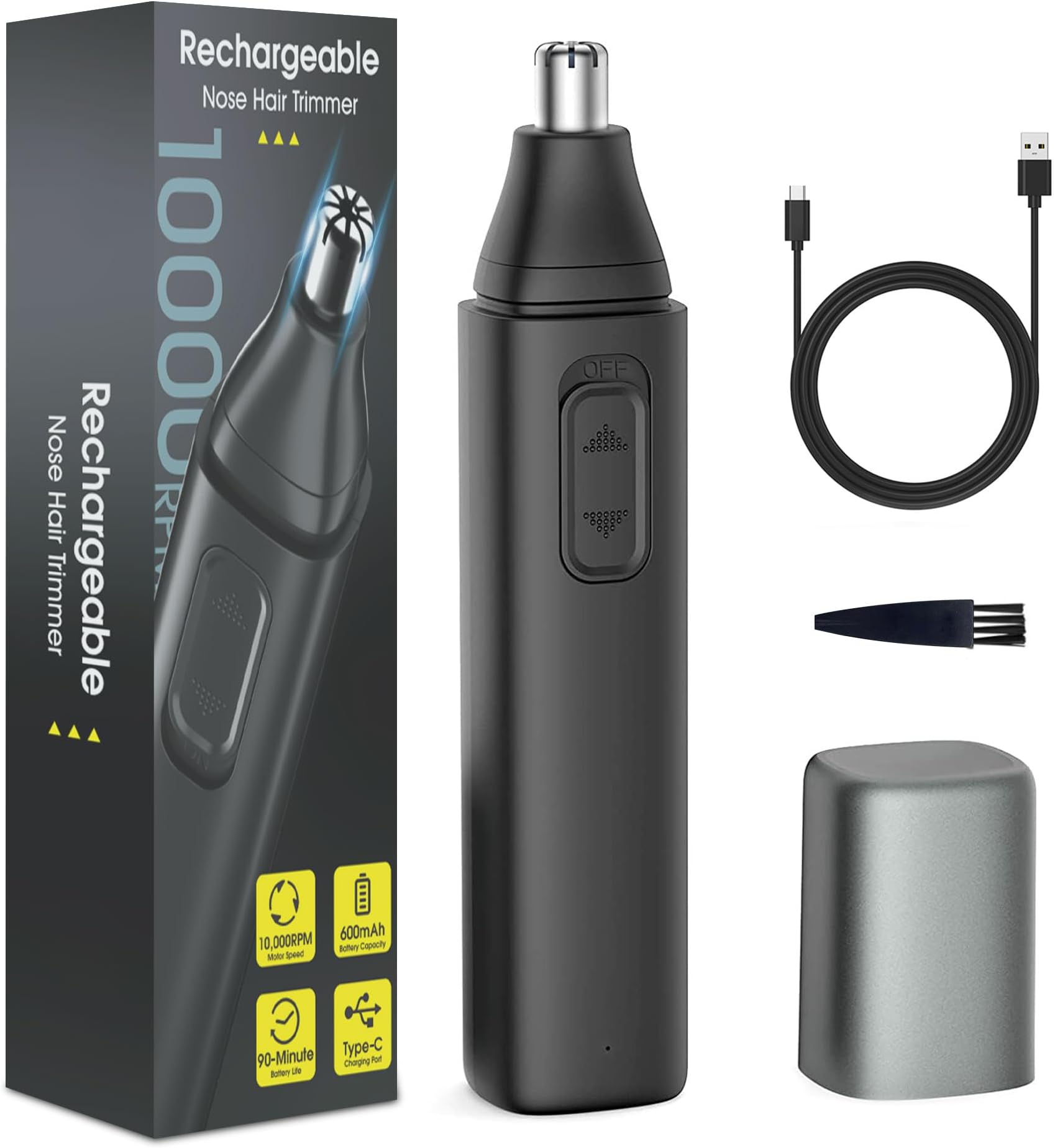 Amazon.com: Lemenggo Nose Hair Trimmer for Men–10000 RPM, Black, 360 ...