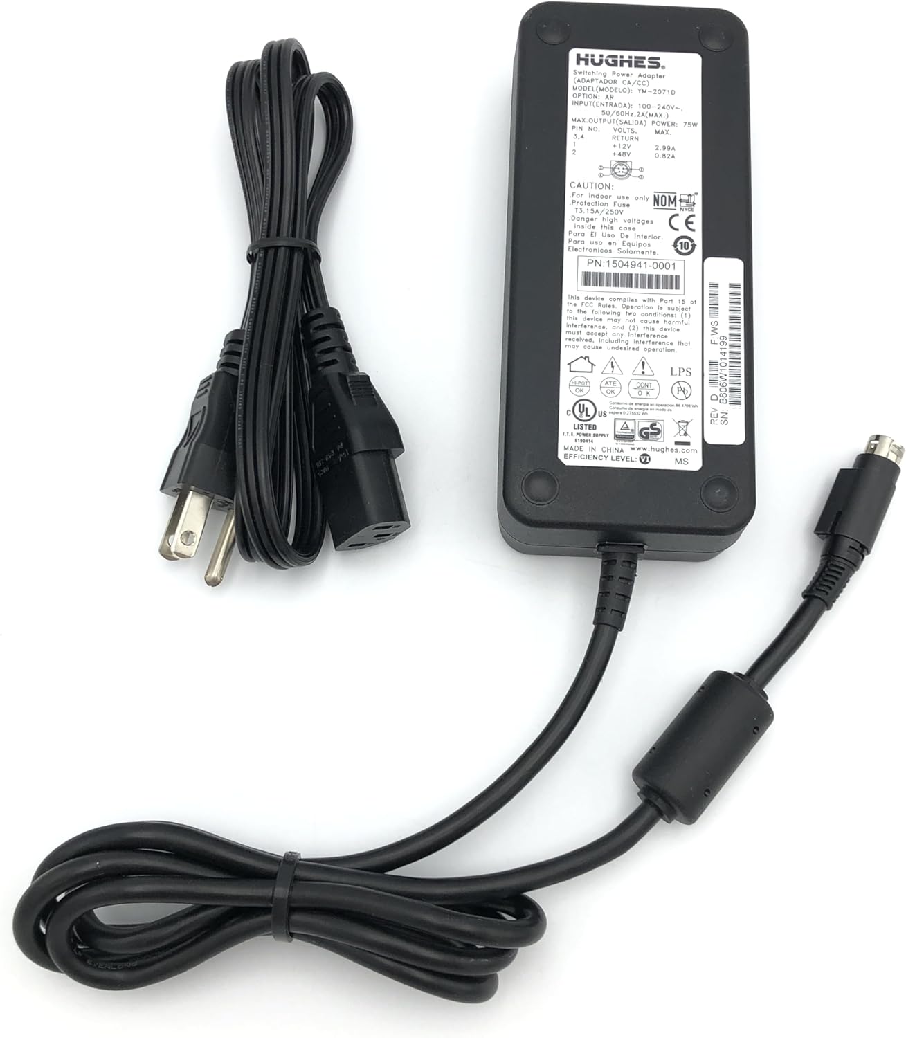 Amazon.com: Hughes YM-2071D AC Adapter 4-Pin +12V 2.99A +48V 0.82A ...