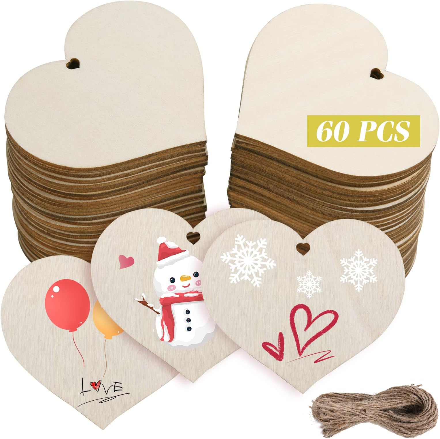 Amazon.com: 30 Pcs 4 Inch Unfinished Heart Wood Cut Out Heart Wood DIY ...