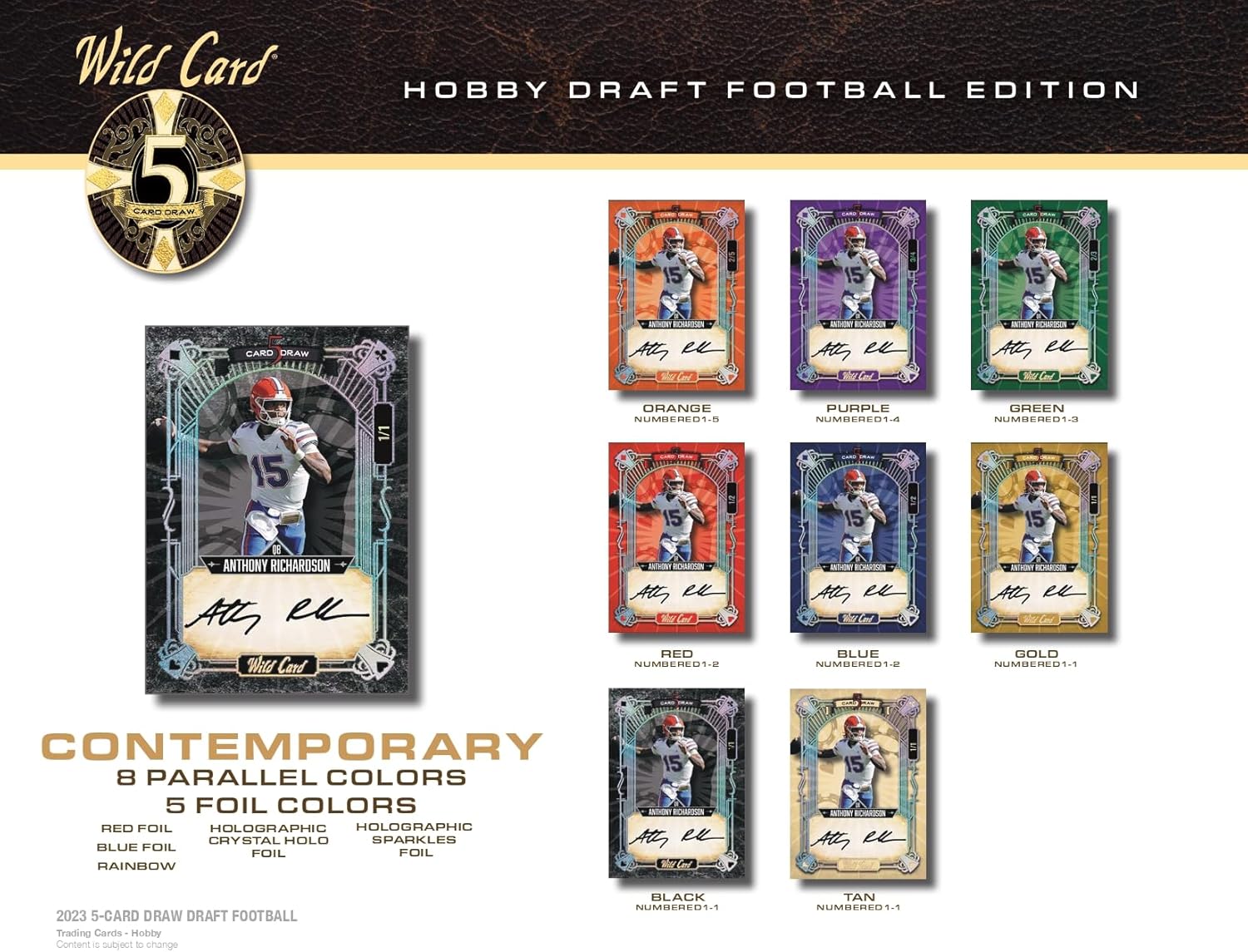 2023 Wild Card Five Card Draw Football Hobby Box 5 Encased Cards All ...