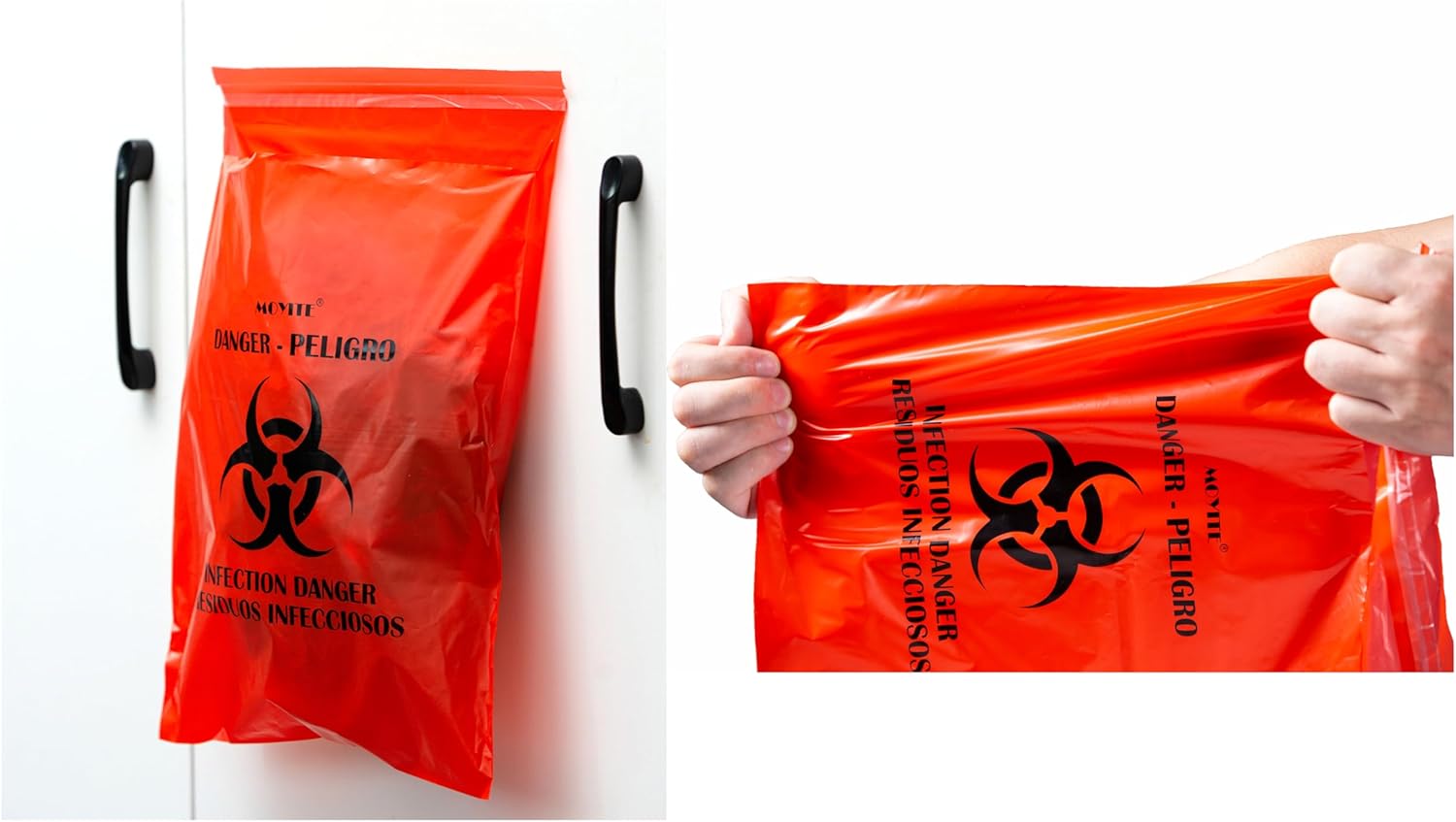 Amazon.com: Moyite Biohazard Bags Small with Strong Adhesive Strip for ...