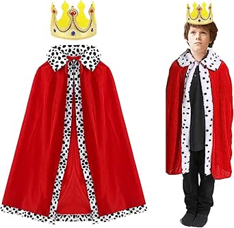 HZZXCH King Costume Set for Kids knight costume kids Red King Cape King ...